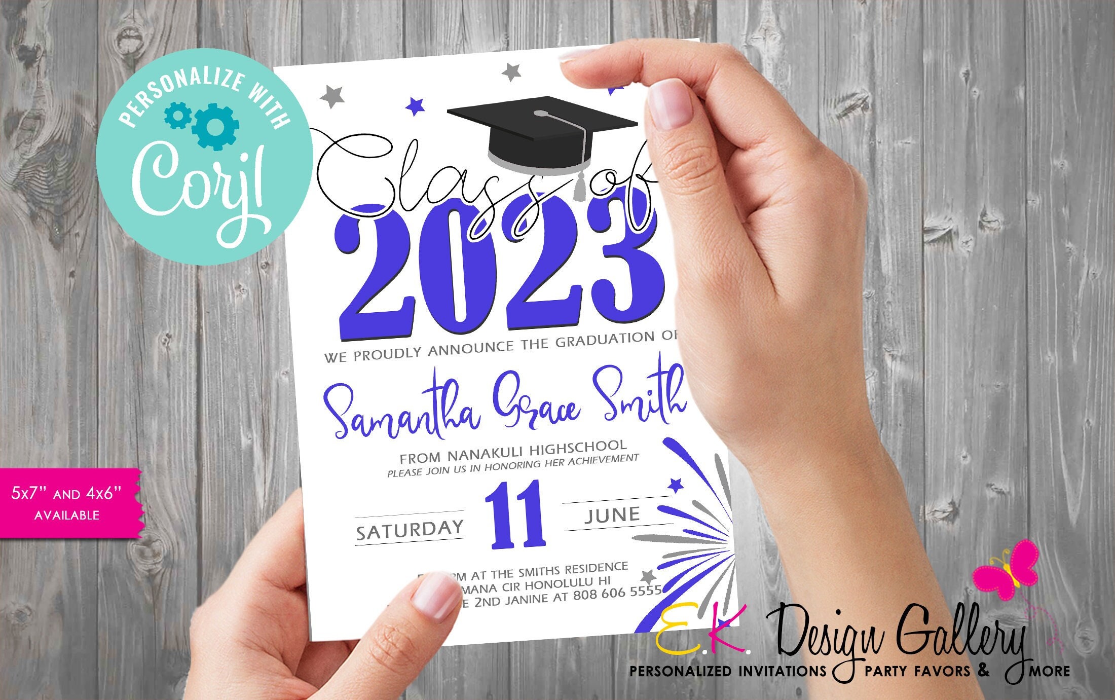 Purple & Gold Graduation Invitation: Class of 2025, Editable (instant ...