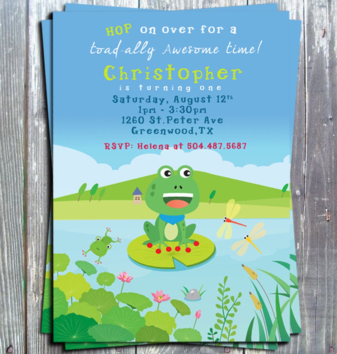 Invitación de rana, fiesta de cumpleaños de niño, invitación de ...