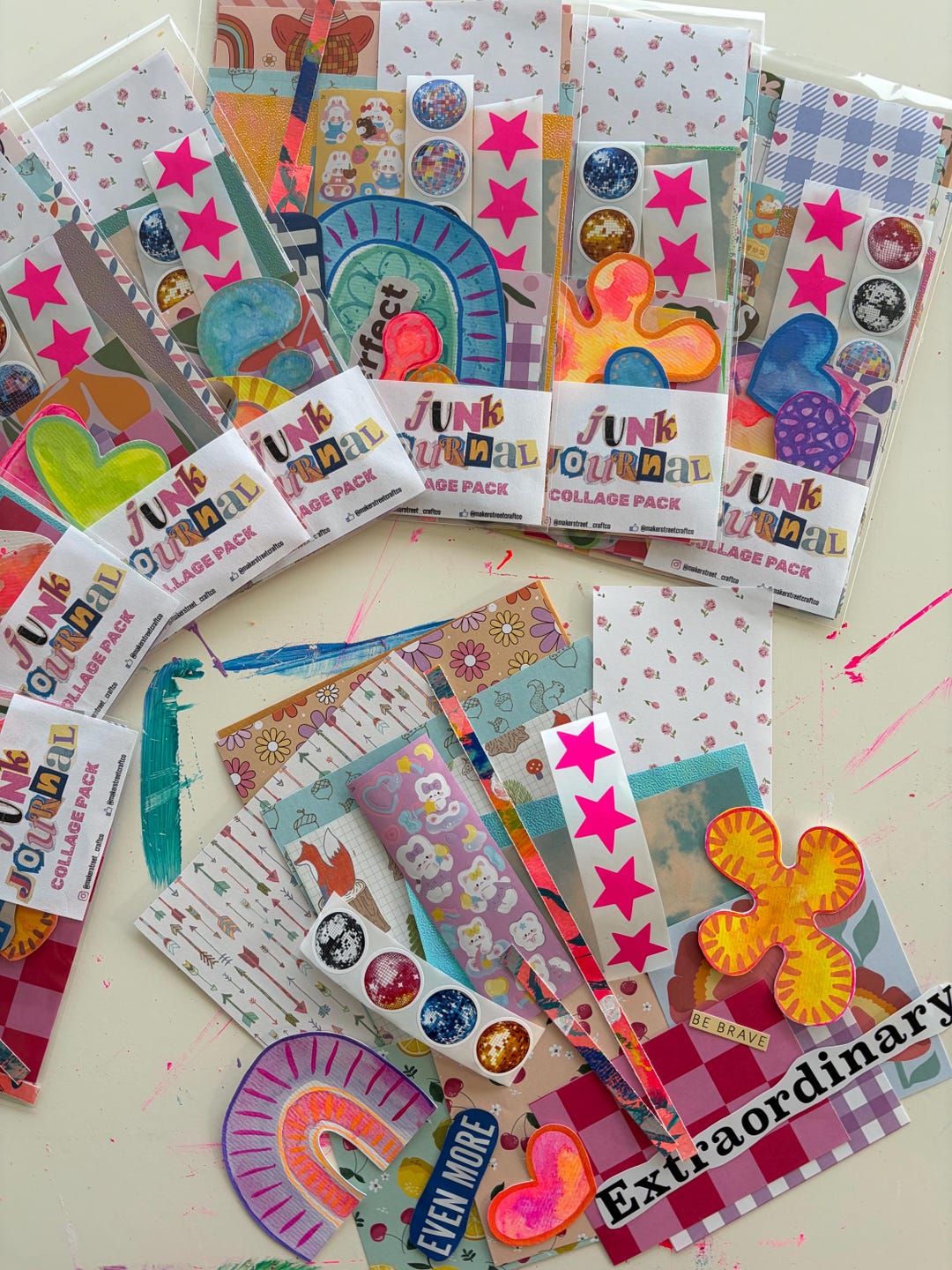 Junk Journal Collage Kit: Scrapbook Paper, Ephemera, Stickers, Hand ...