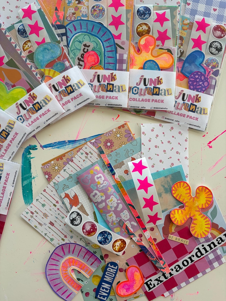 Junk Journal Collage Kit: Scrapbook Paper, Ephemera, Stickers, Hand ...