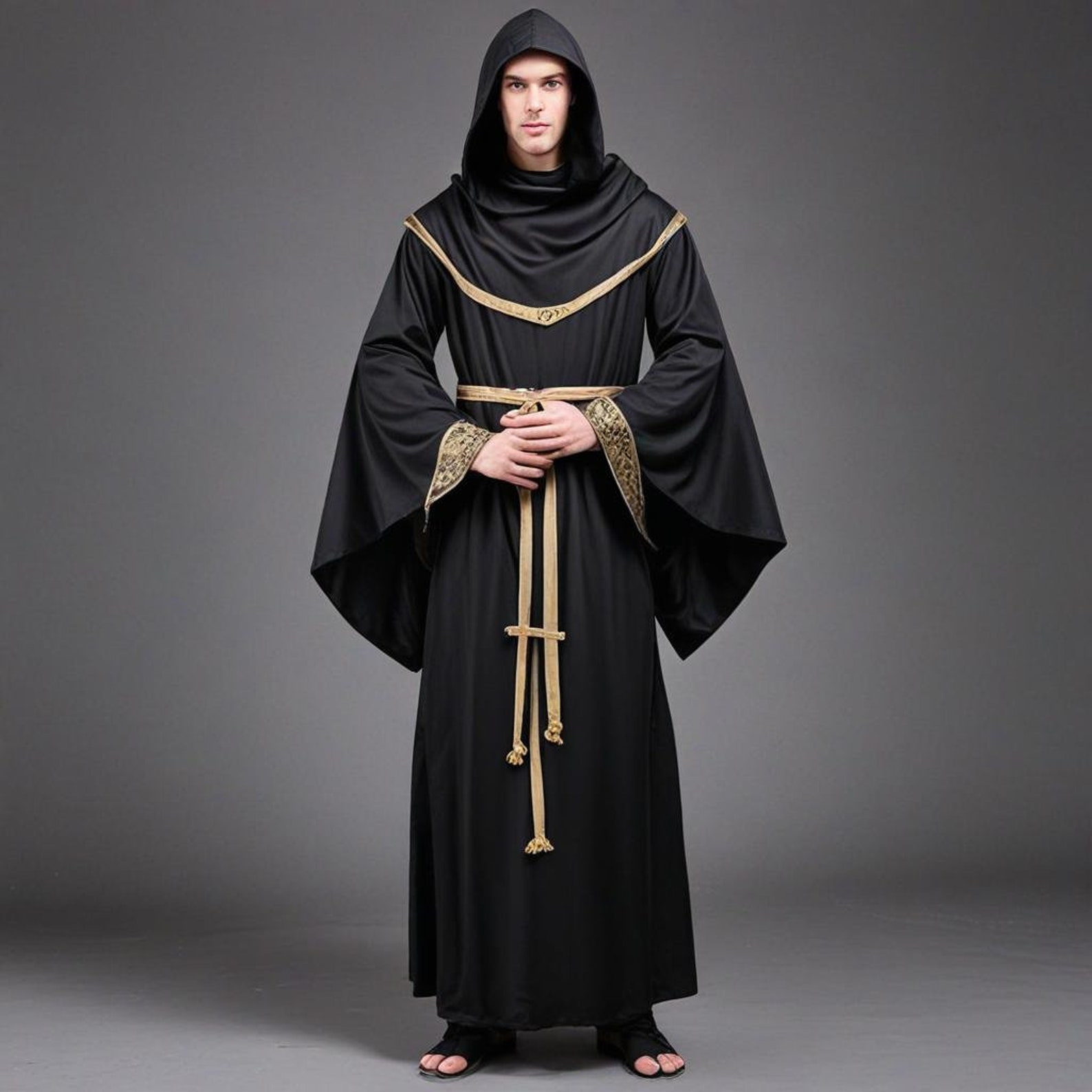 Custom Men's Monk Costume Medieval Robe With Hood Perfect for Halloween ...