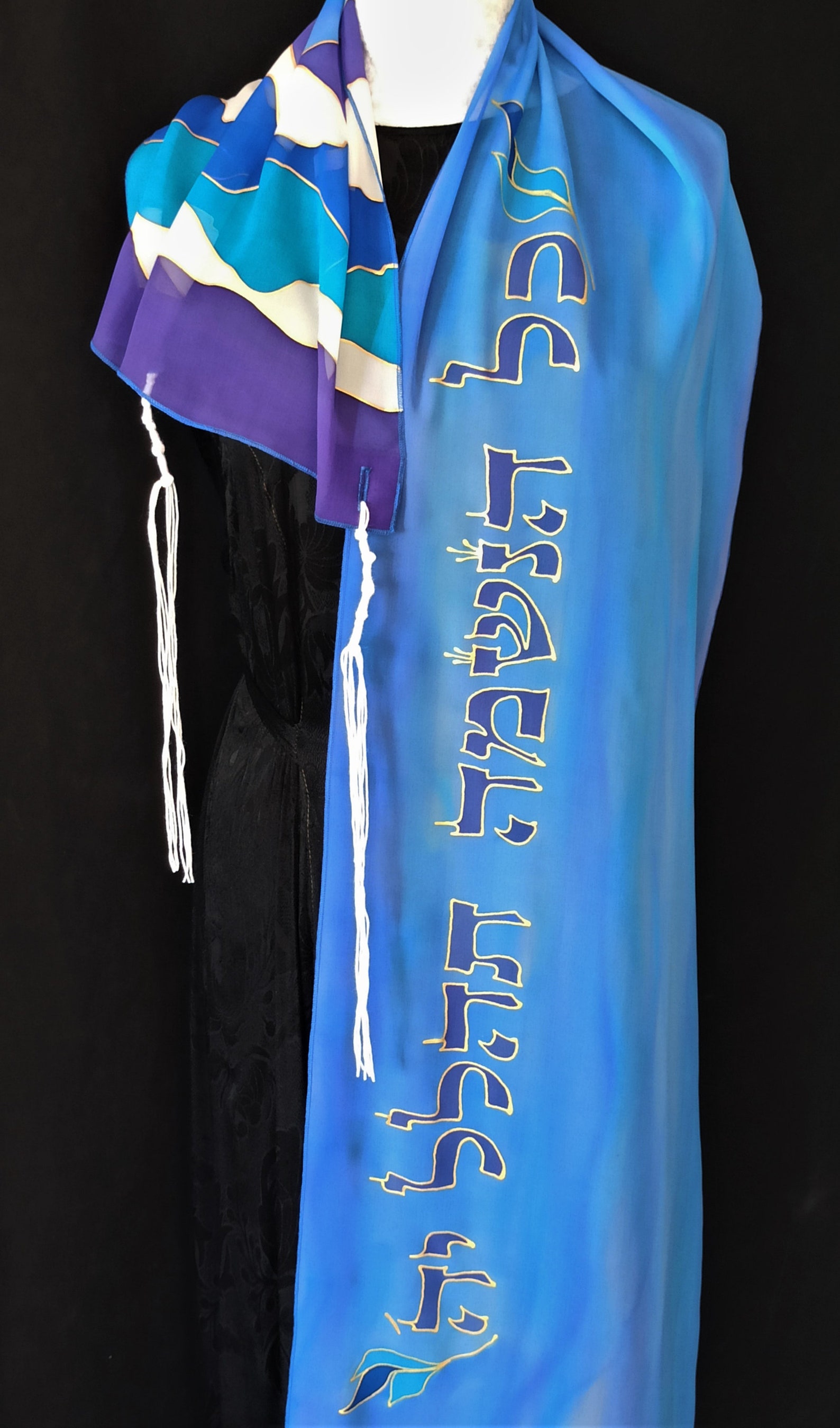 TALLIT Modern Design Hand Painted Women & Girls Bat Mitzvah and ...