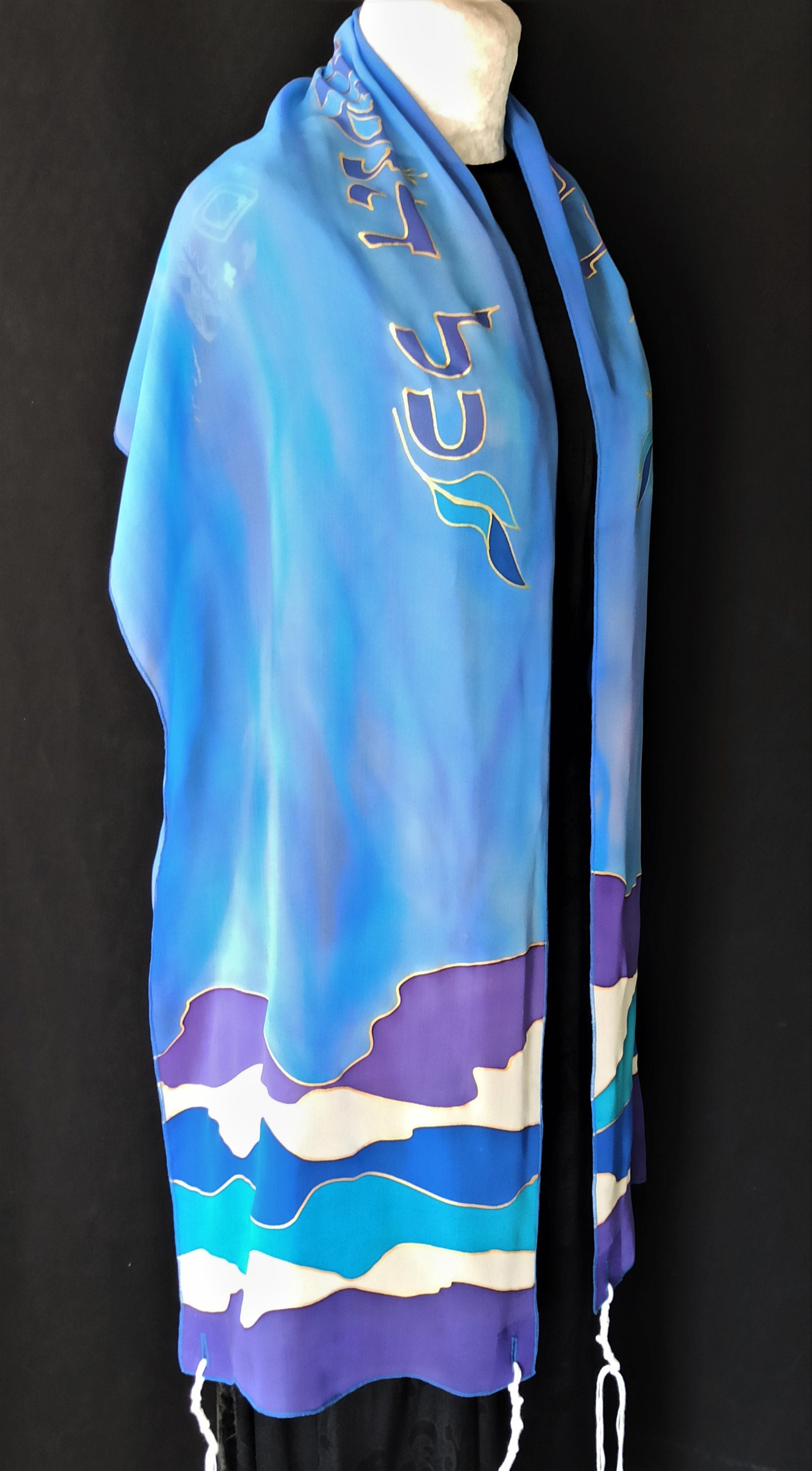 TALLIT Modern Design Hand Painted Women & Girls Bat Mitzvah and ...