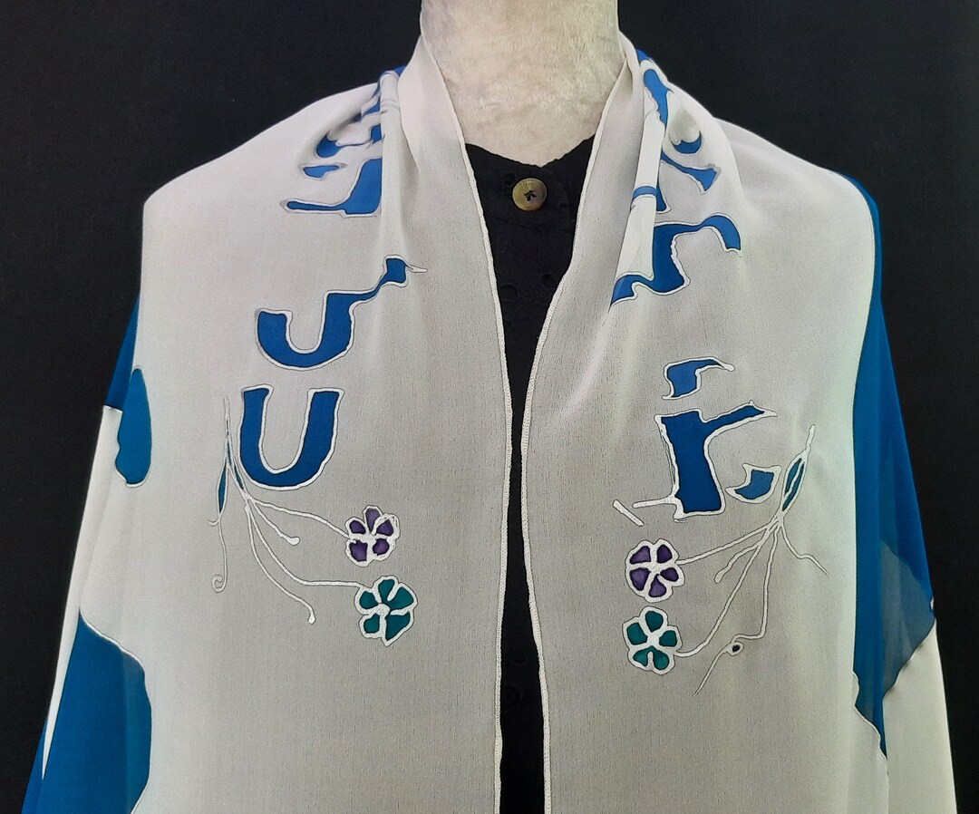 TALLIT -traditional Colors- New-modern Design - Hand Painted- Women ...