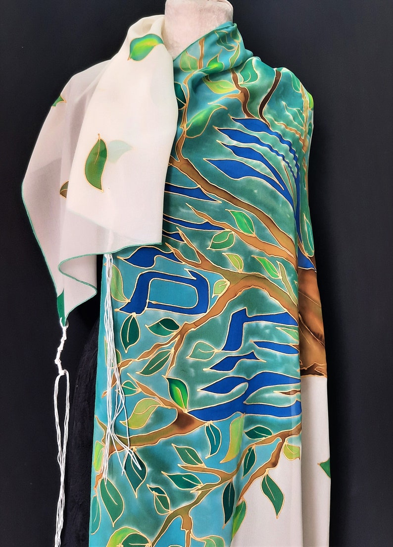 Tallit tree of Life Women's Prayer Shawl, Original Hand Painted Silk ...