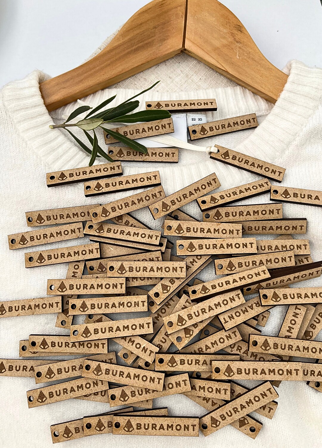 50 Logo Tags With Your Logo, Wooden Button, Label Tag, Clothing Tag ...