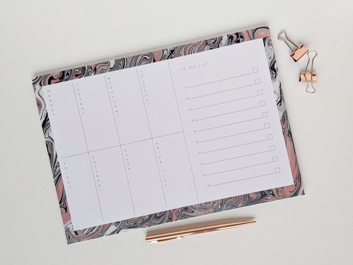 A4 Weekly Planner Pad Tear off Planner Pad Marble Weekly | Etsy