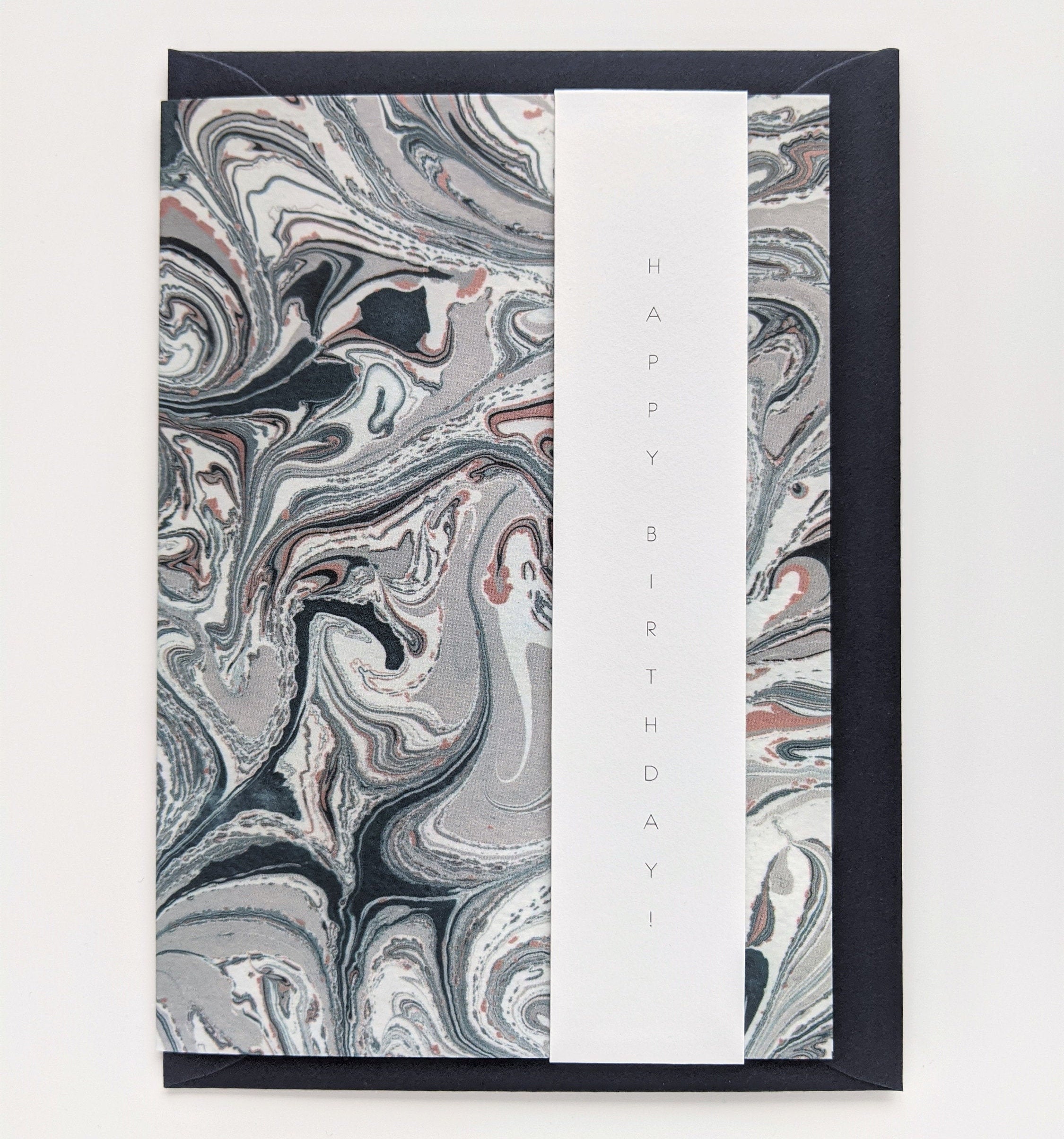 Happy Birthday Card, Marble Card, Birthday Card, Reusable Card, Marble ...