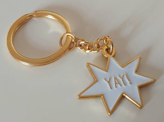Enamel Yay Keyring Gold Enamel Yay Keychain Stocking Filler | Etsy