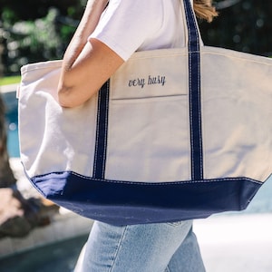 Embroidered Custom Boat Tote // the Ironic Boat Tote - Etsy