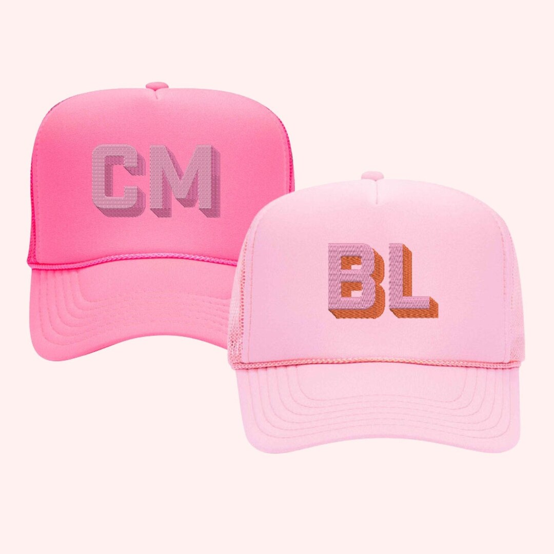 Embroidered Shadow Monogram Trucker Hat // Monogram Initials Trucker ...