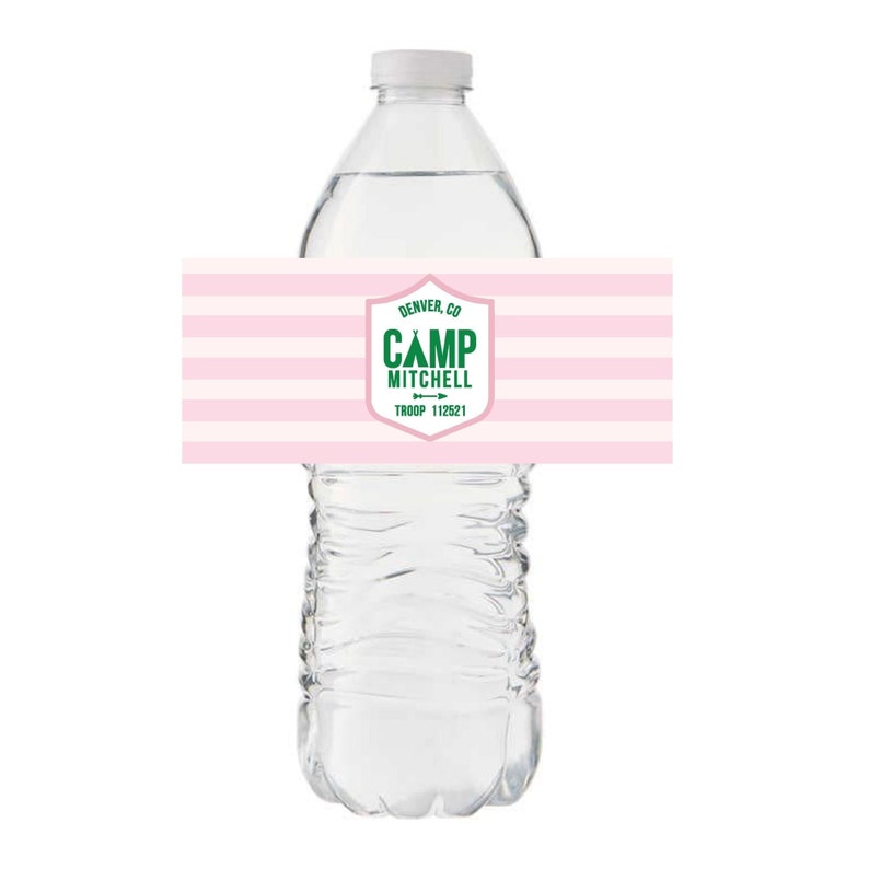 Camp Full Wrap Water Bottle Label set of 10 - Etsy