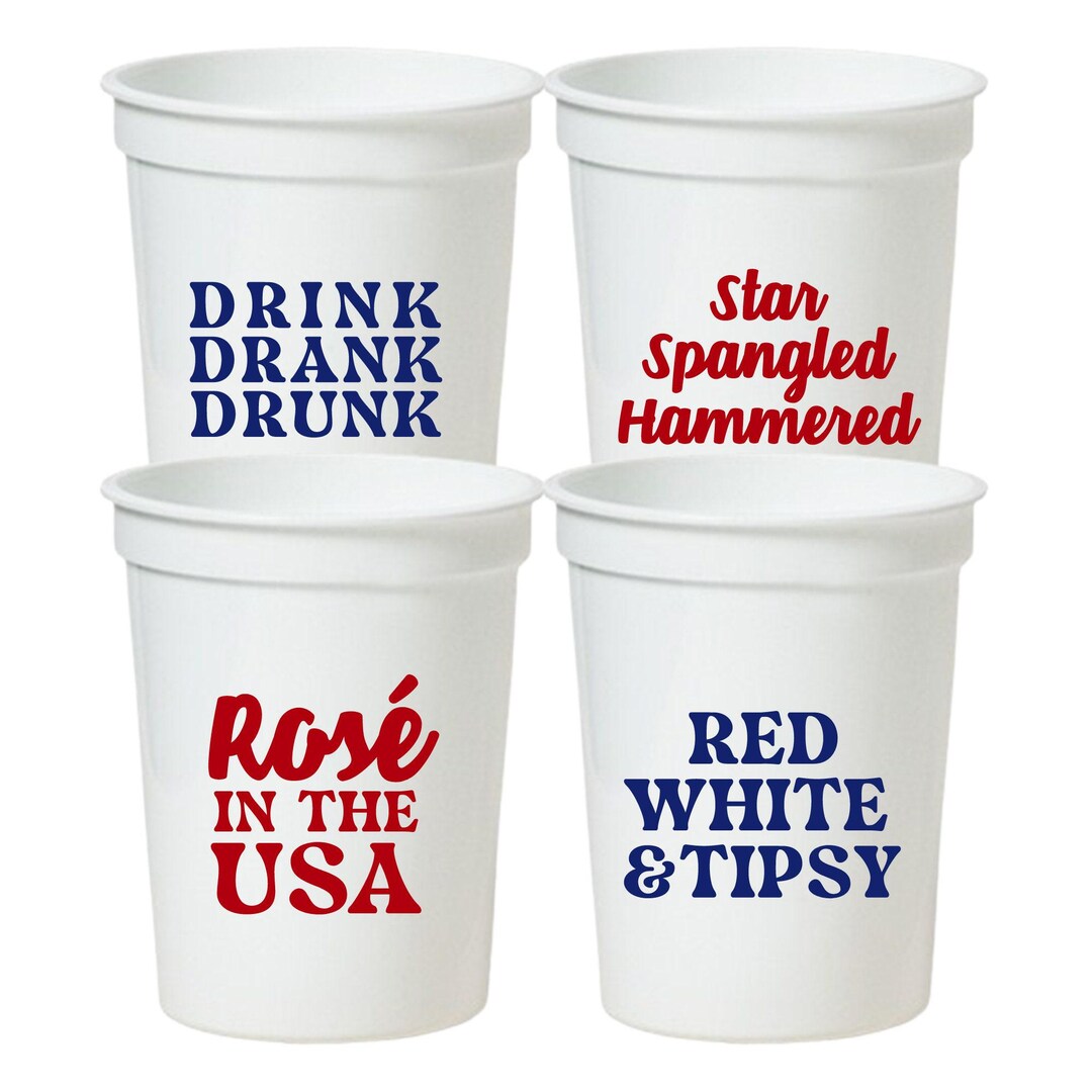 Patriotic Stadium Cups (set of 4) // 4th of July Custom Cups, 4th of ...