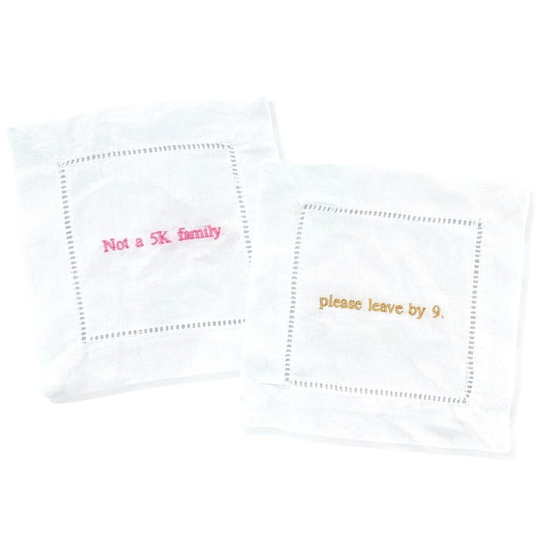 Embroidered Ironic Cocktail Napkins (set of 4) // Funny Bar Decor ...