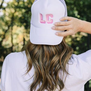 Embroidered Shadow Monogram Trucker Hat // Monogram Initials Trucker ...