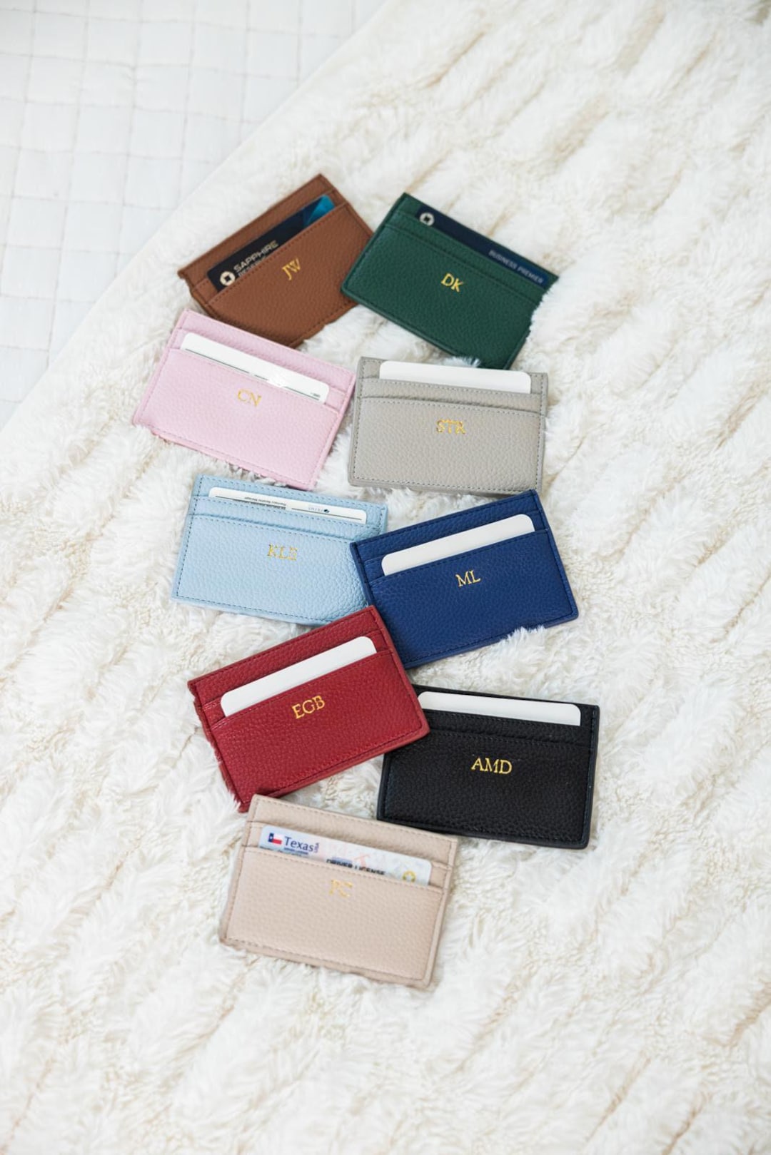 Leather Cardholder With Gold Foil Monogram // Custom Initials, Credit ...