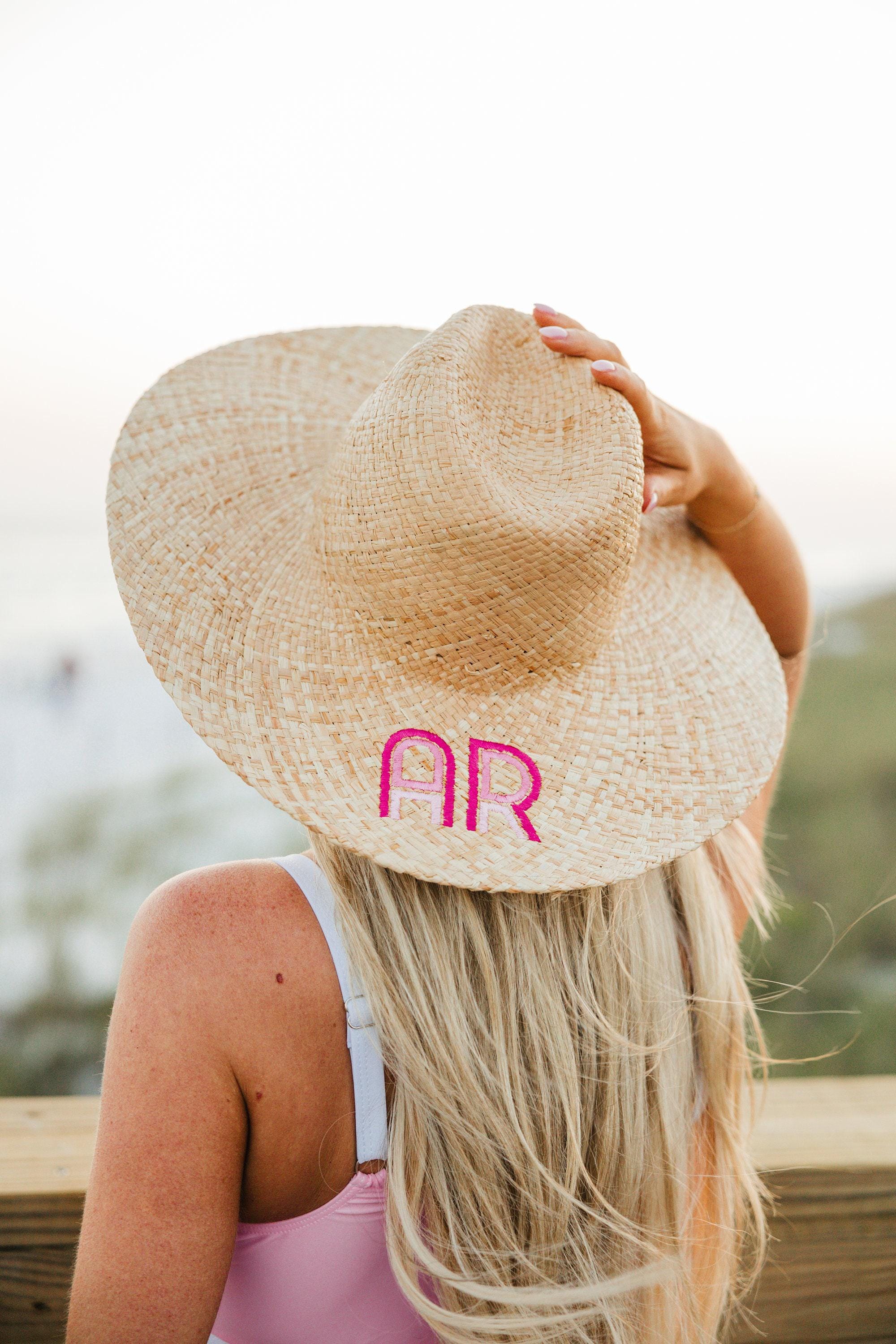 Embroidered Straw Beach Hat - Madison Monogram // Personalized Straw ...