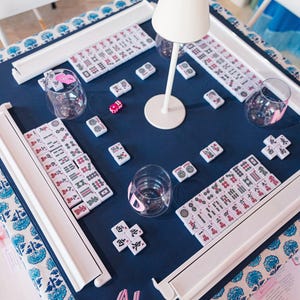 Embroidered Monogram Mahjong Tile Mat // Non-slip Mahjong Table Mat ...