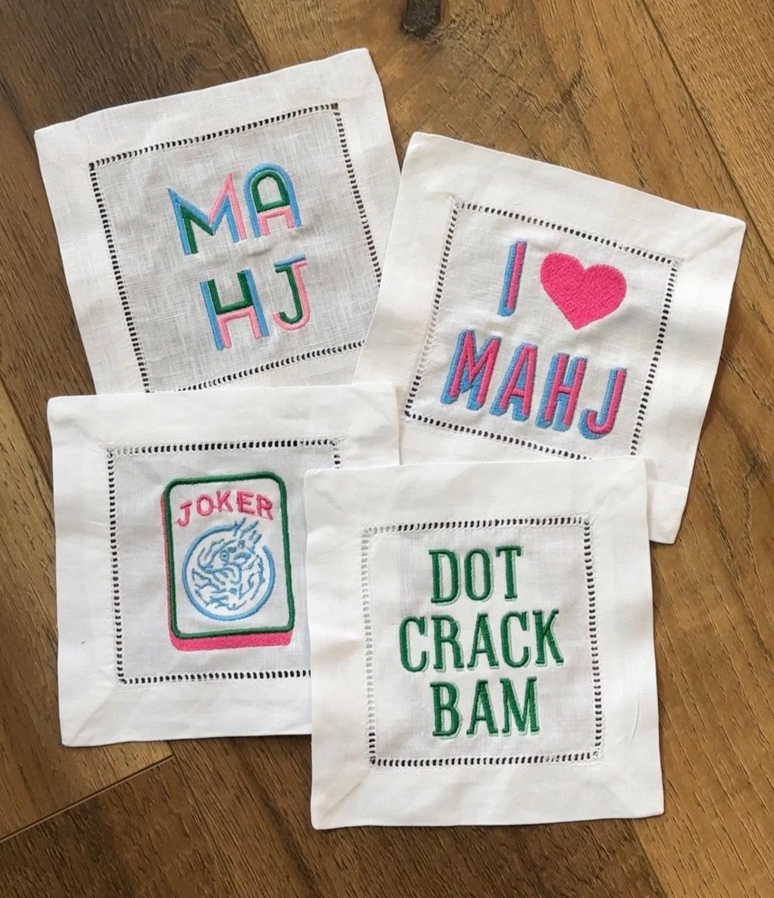 Mahjong Cocktail Napkins (set of 4) // Mahjong Gifts, Mah Jongg, Mahj ...