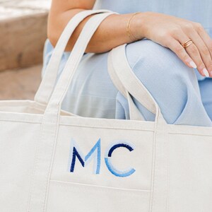 Embroidered Monogram Canvas Tote // Custom Tote Bag, Personalized ...