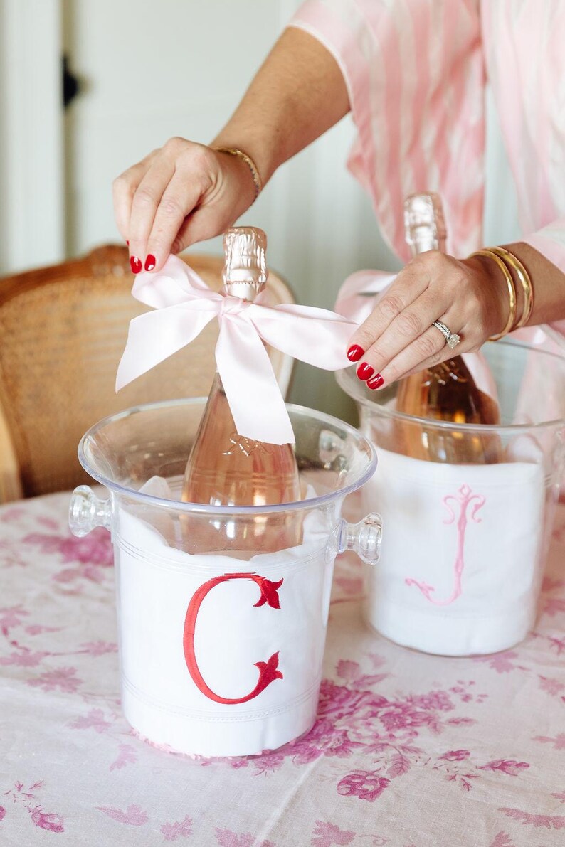 Embroidered Tea Towel & Ice Bucket // Personalized Tea Towel, Kitchen ...