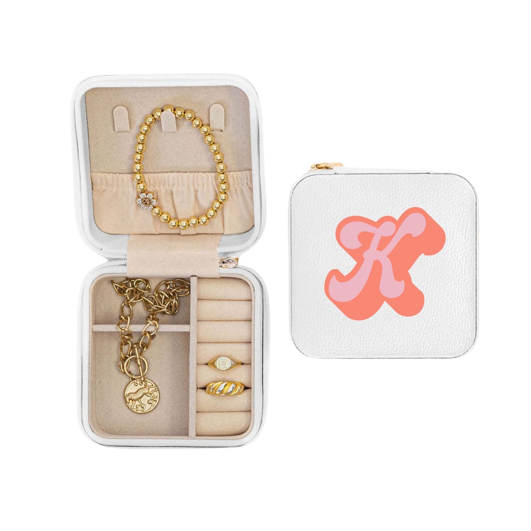 Retro Initial Travel Jewelry Case / Personalized Jewelry Boxes ...