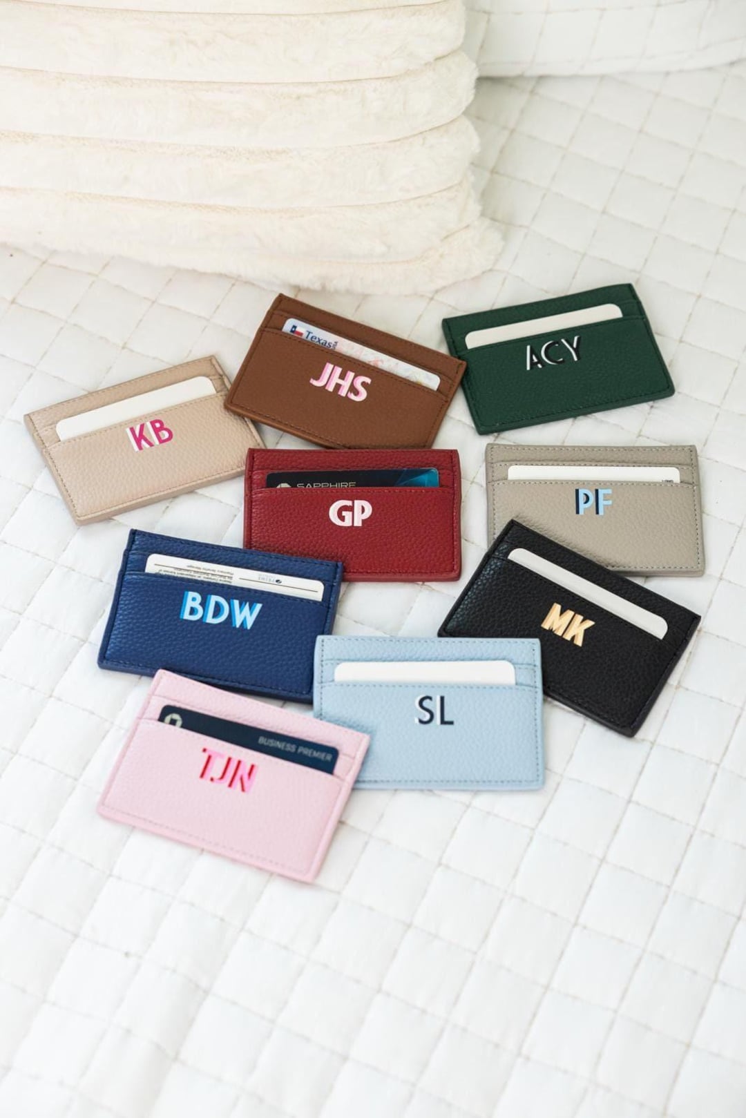 Personalized Leather Cardholder // Pebbled Leather Credit Card Holder ...