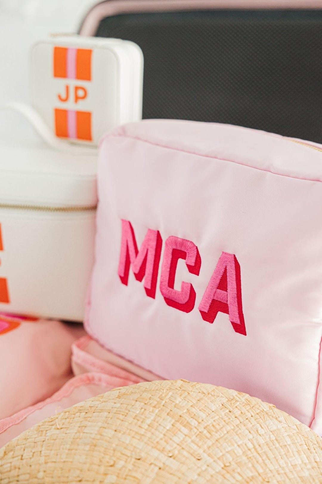 Embroidered Extra Large Nylon Pouch // Embroidered Makeup Bag ...