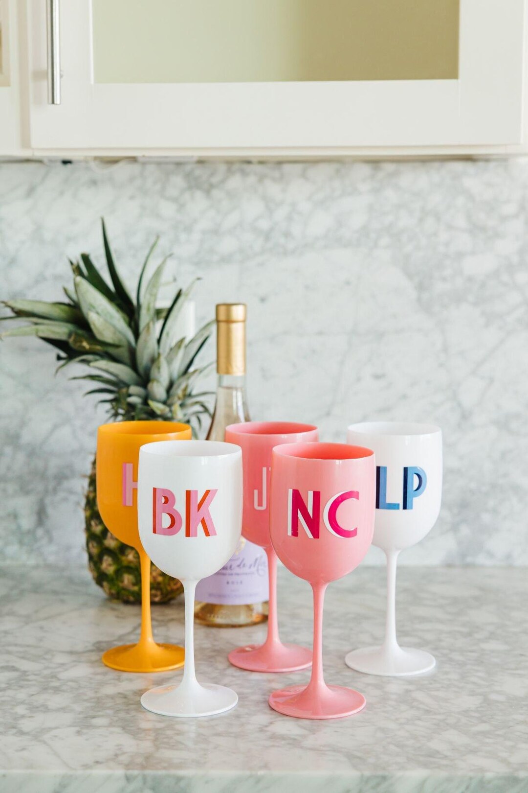 Monogrammed Solid Wine Glasses // Acrylic Wine Glasses, Veuve Wine ...