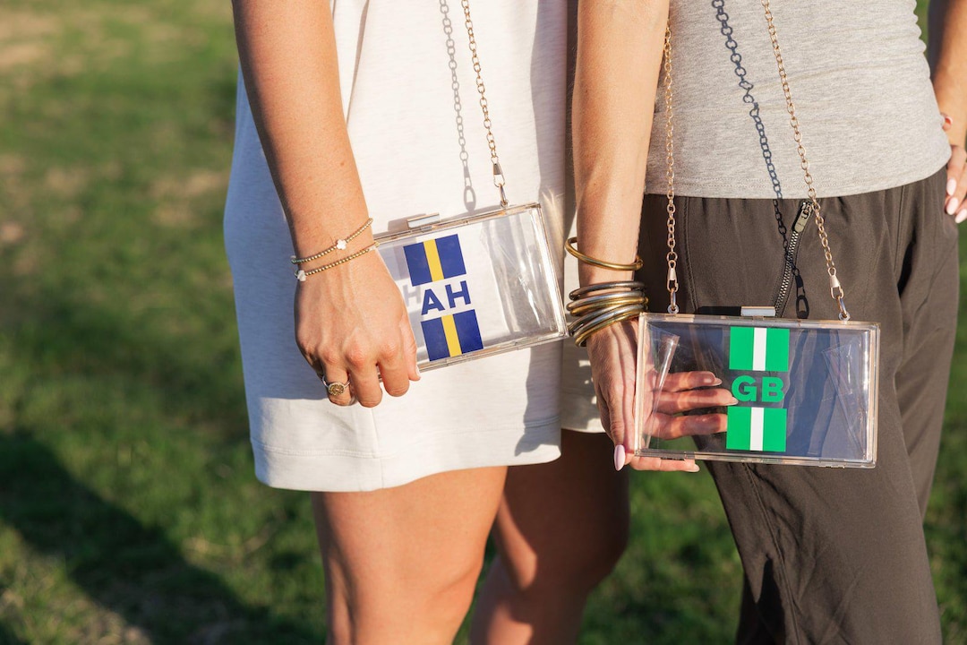 Striped Monogram Stadium Bag // Custom Stadium Bag, Clear Stadium Bag ...