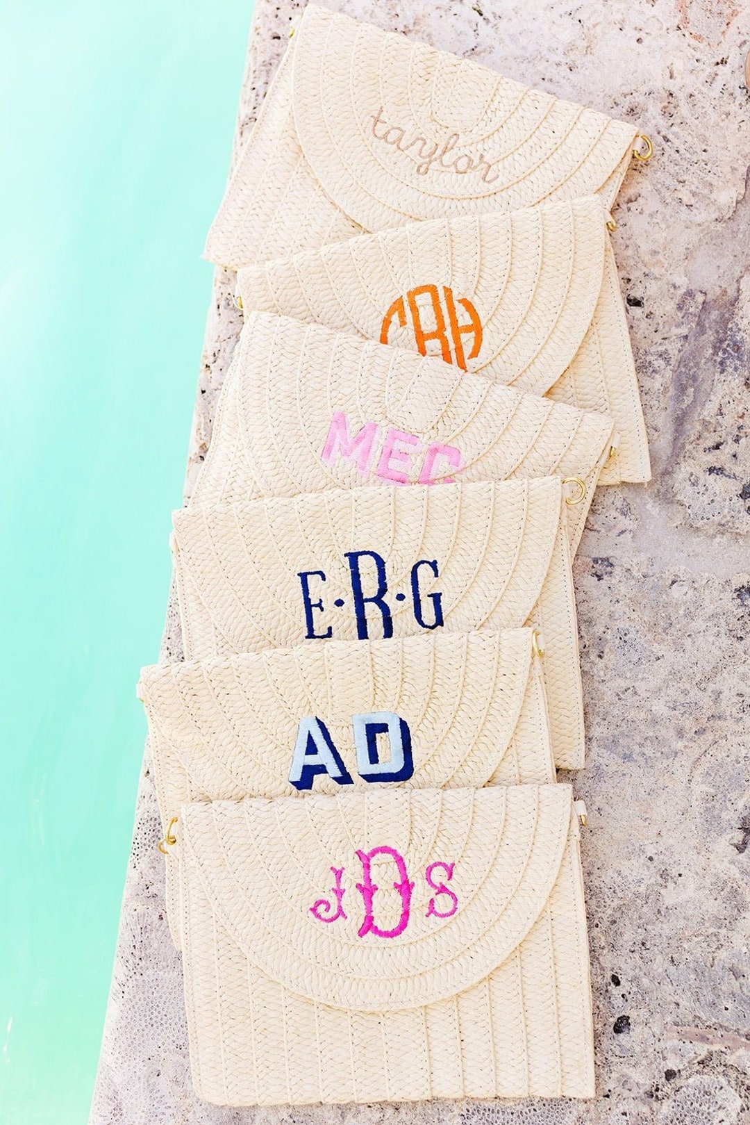 Embroidered Straw Clutch - Etsy