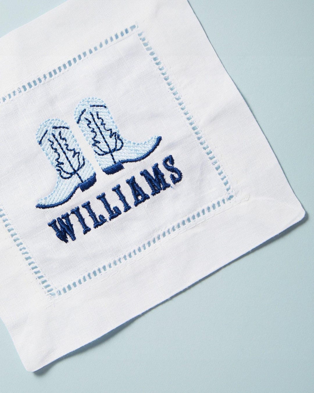 Embroidered Cowboy Boots Cocktail Napkins (set of 4) // Western Cowboy ...