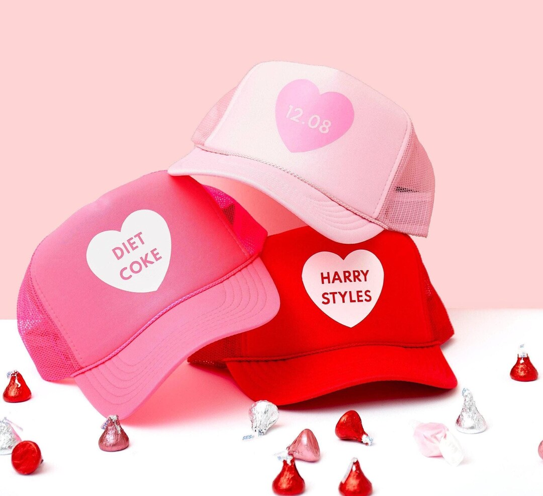 Custom Heart Trucker Hat // Valentines Day Gift, Gifts for Her, Heart ...
