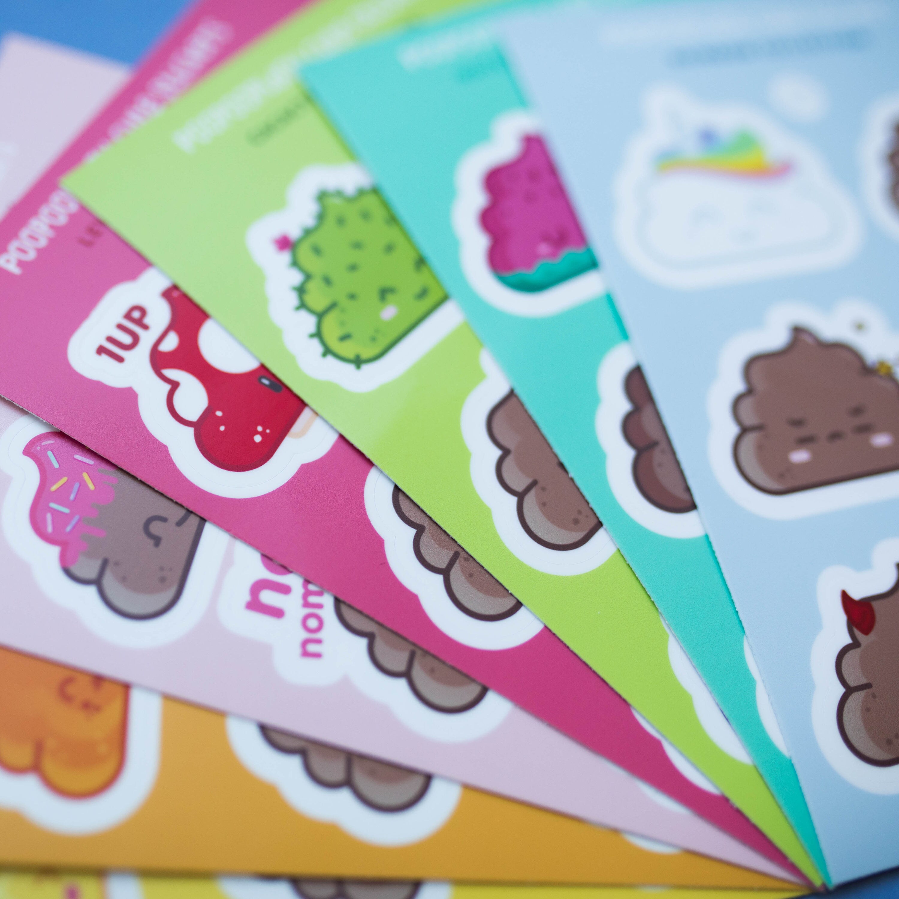 Cute Poo Stickers Sheets Set 7pcs With Kawaii Poo Emoji | Etsy