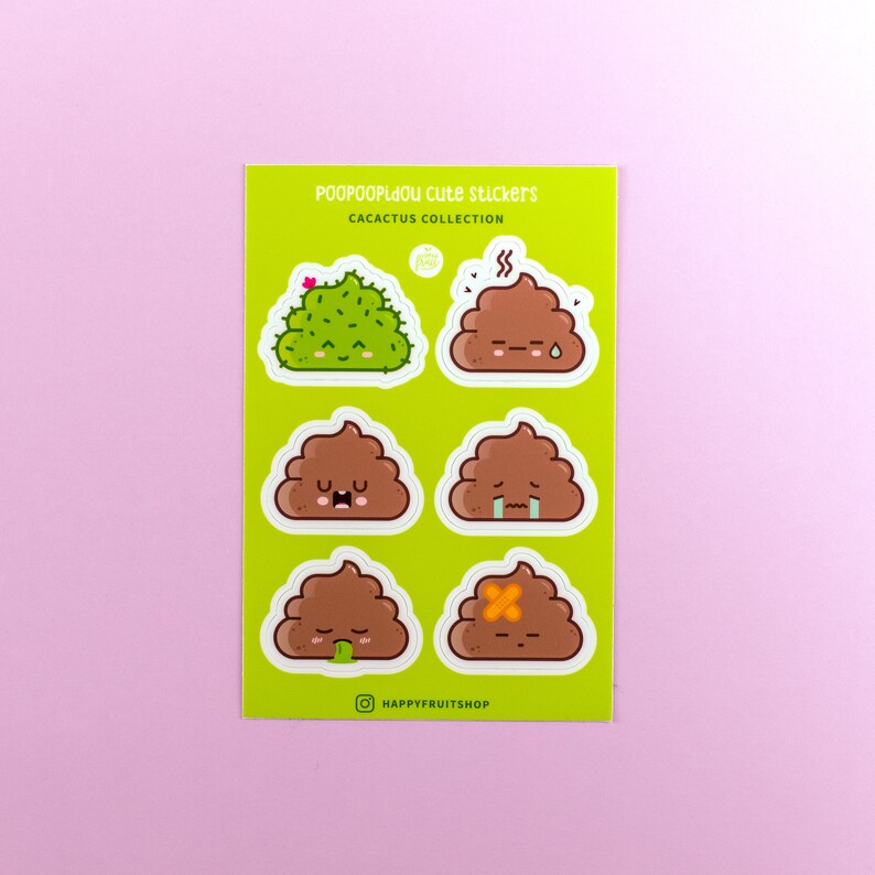 Cute Poo Stickers Sheet Collection Cacactus | Etsy