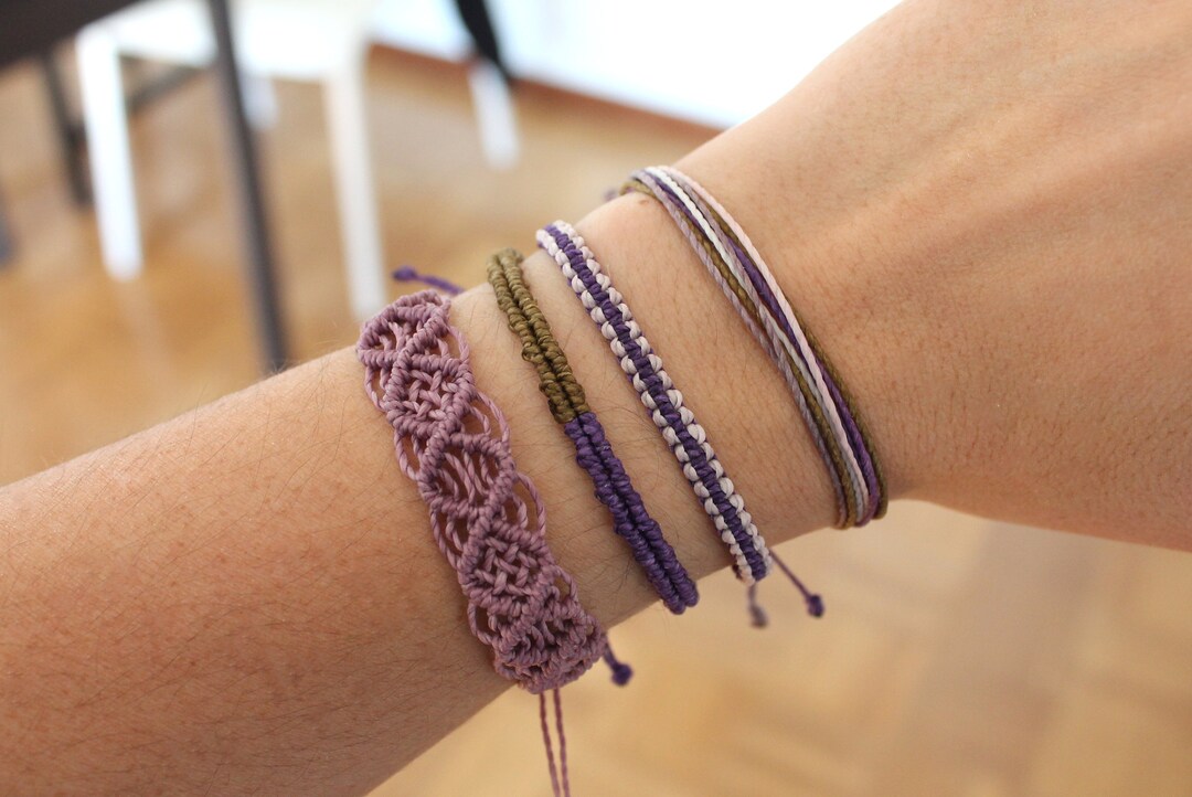 Set of 4 Wax Thread Bracelets for Women, Style Bracelet Pack for Girls ...