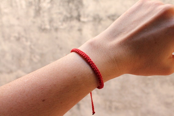Red string bracelet woven red kabbalah bracelet for | Etsy