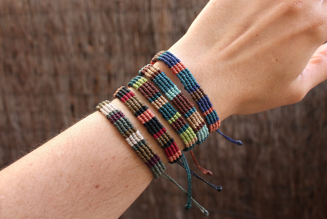 Indie Macrame Bracelet for Men, Adjustable Knotted Bracelet, Ethnic ...
