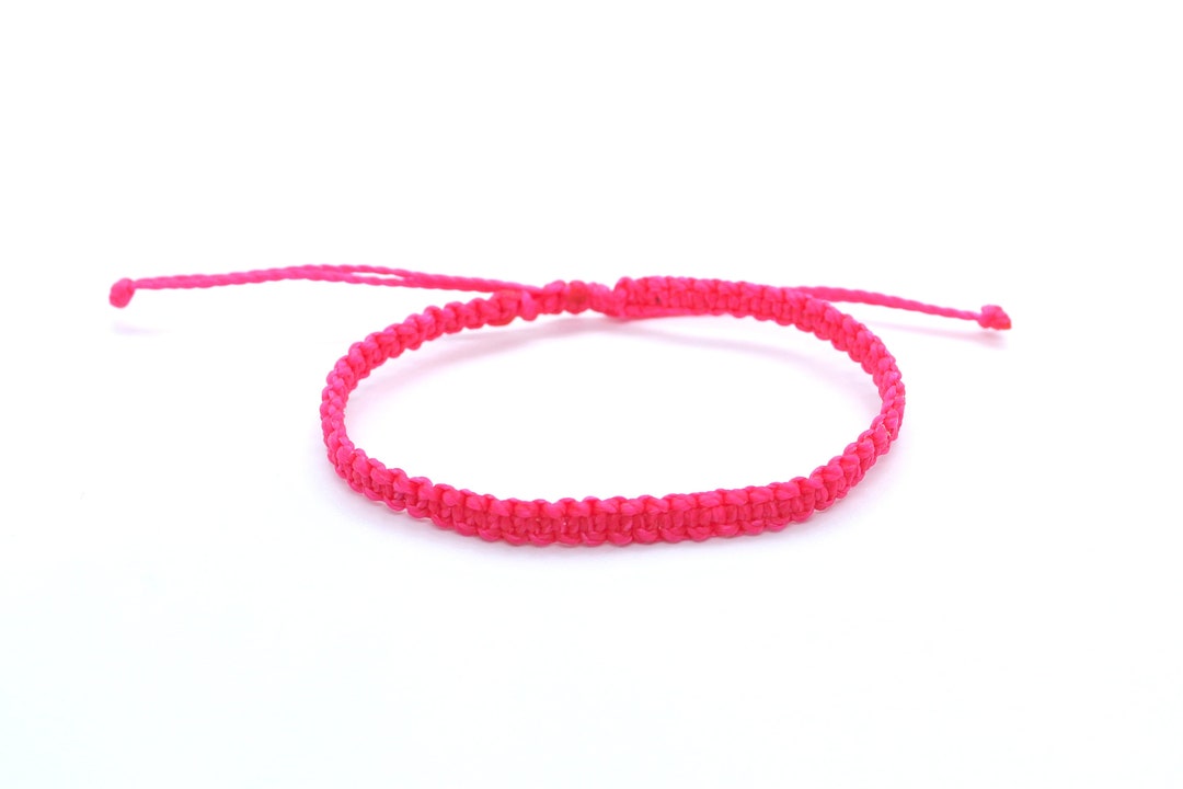 Pink Neon Bracelet Woven Thin Hot Pink Bracelet Simple - Etsy