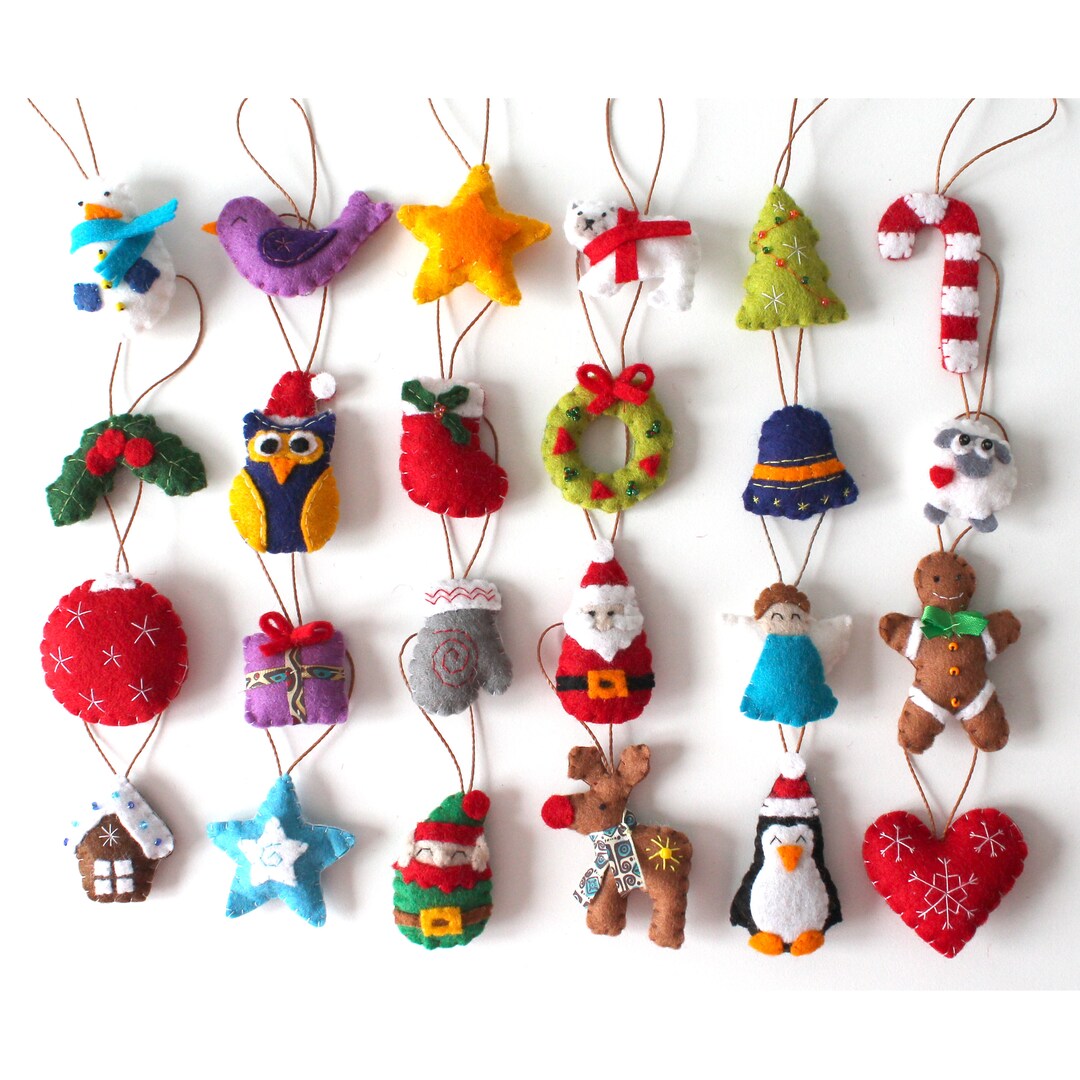 Big Set 24 Felt Christmas Ornaments Advent Calendar Filler, Set Advent ...