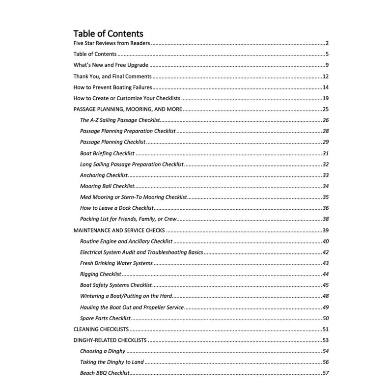 Checklists for Sailors Templates for Boaters Printable Lists Sailing ...