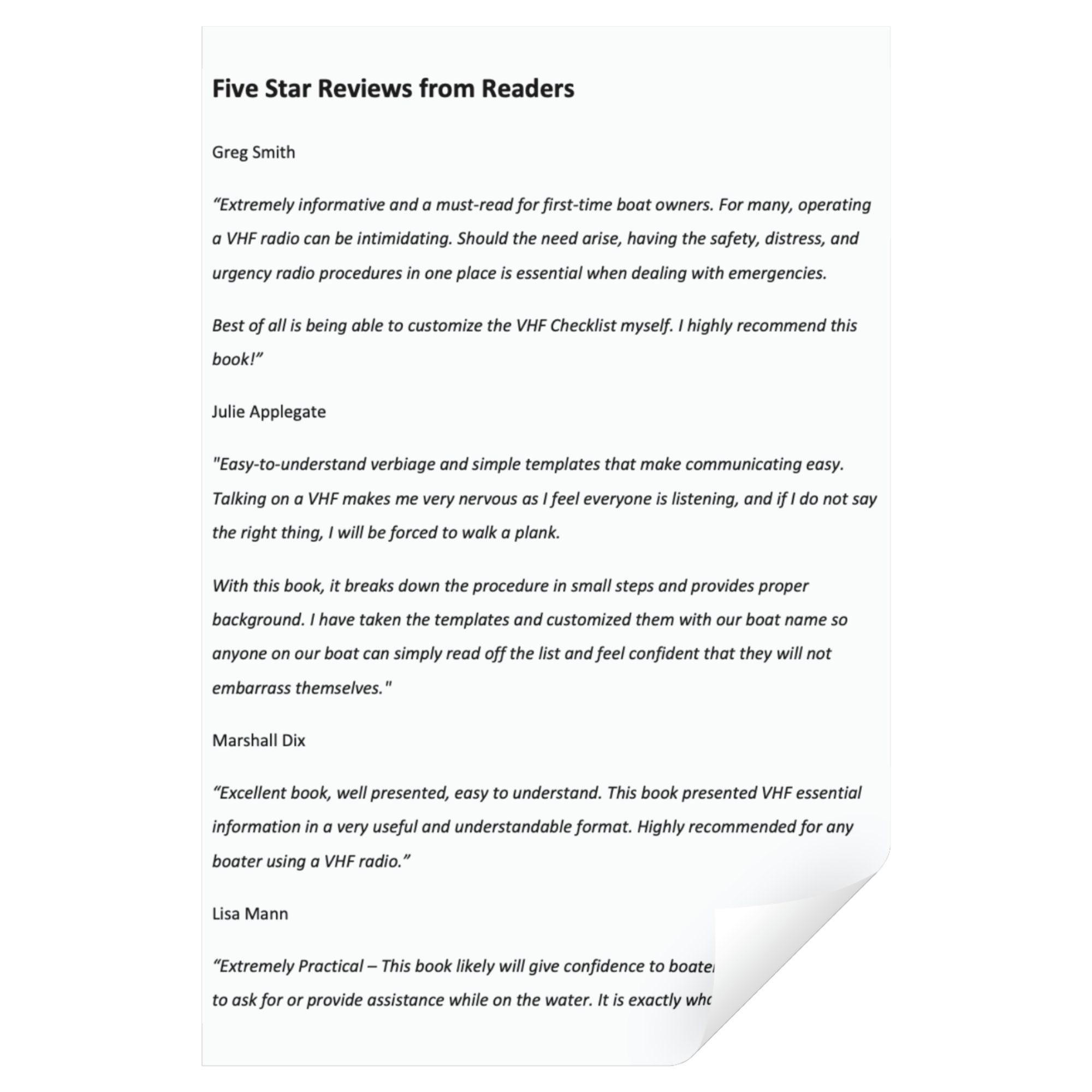 VHF Radio Checklists VHF Marine How to Template Boat Checks VHF Radio ...