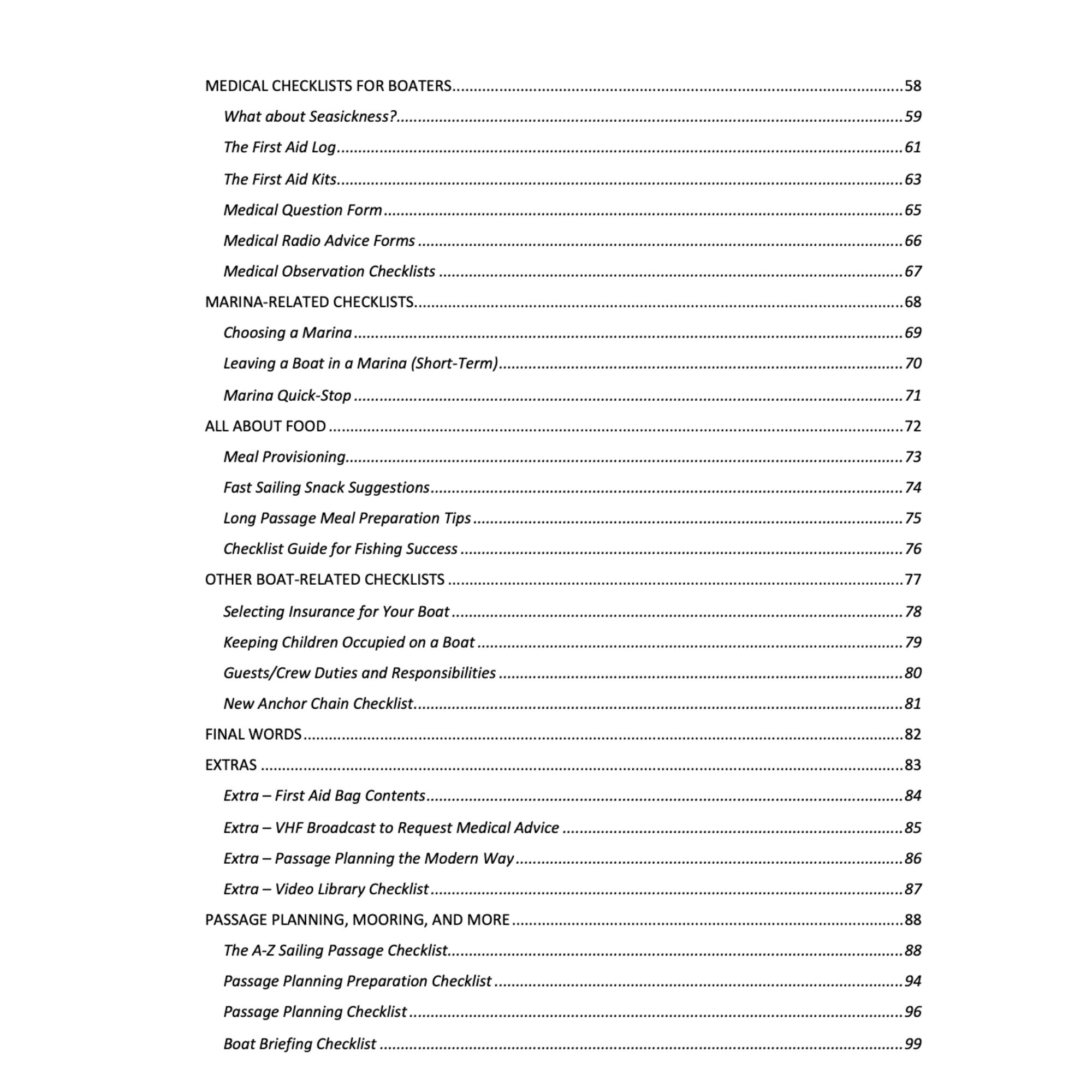 Checklists for Sailors Templates for Boaters Printable Lists Sailing ...