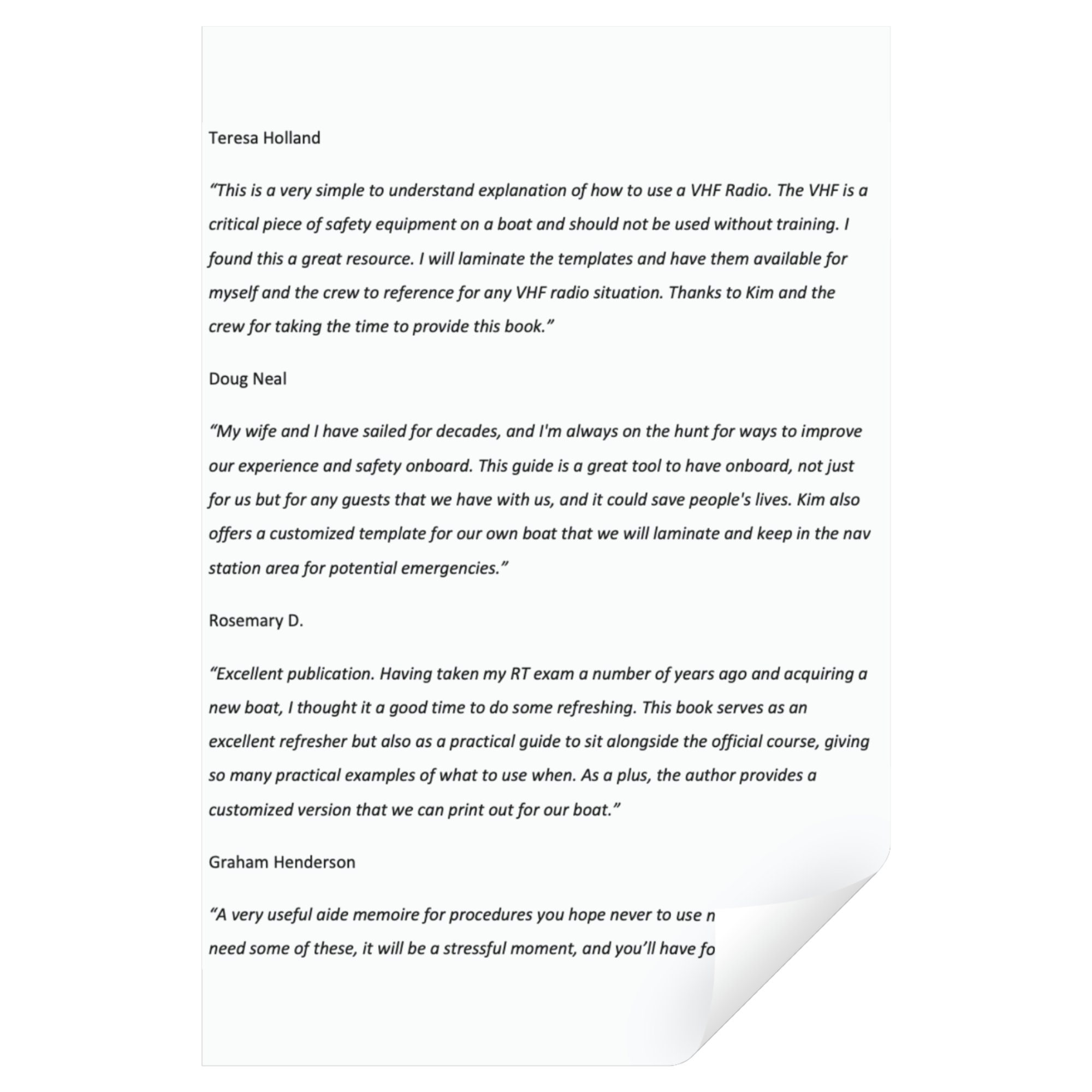 VHF Radio Checklists VHF Marine How to Template Boat Checks VHF Radio ...