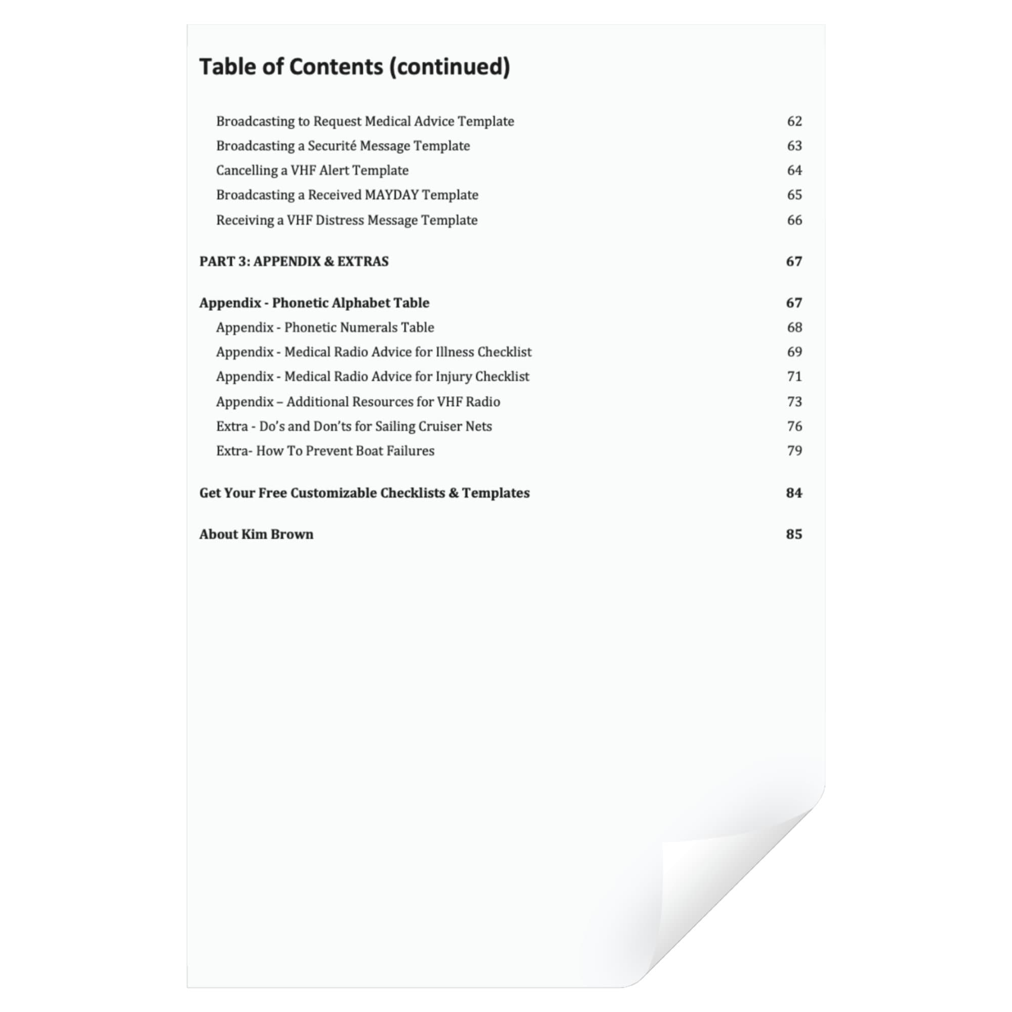 VHF Radio Checklists VHF Marine How to Template Boat Checks VHF Radio ...