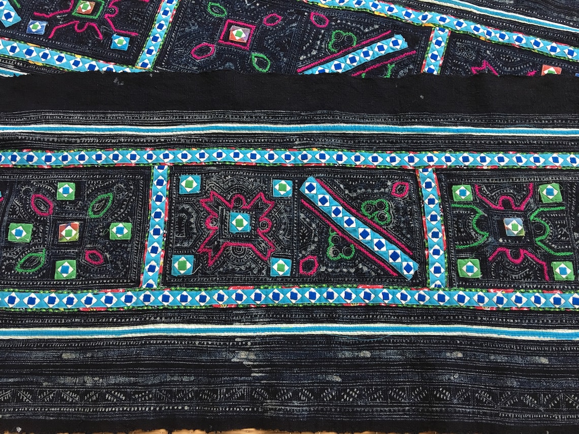 Vintage Ethnic Hmong Handwoven Batik and Embroidery Skirt | Etsy