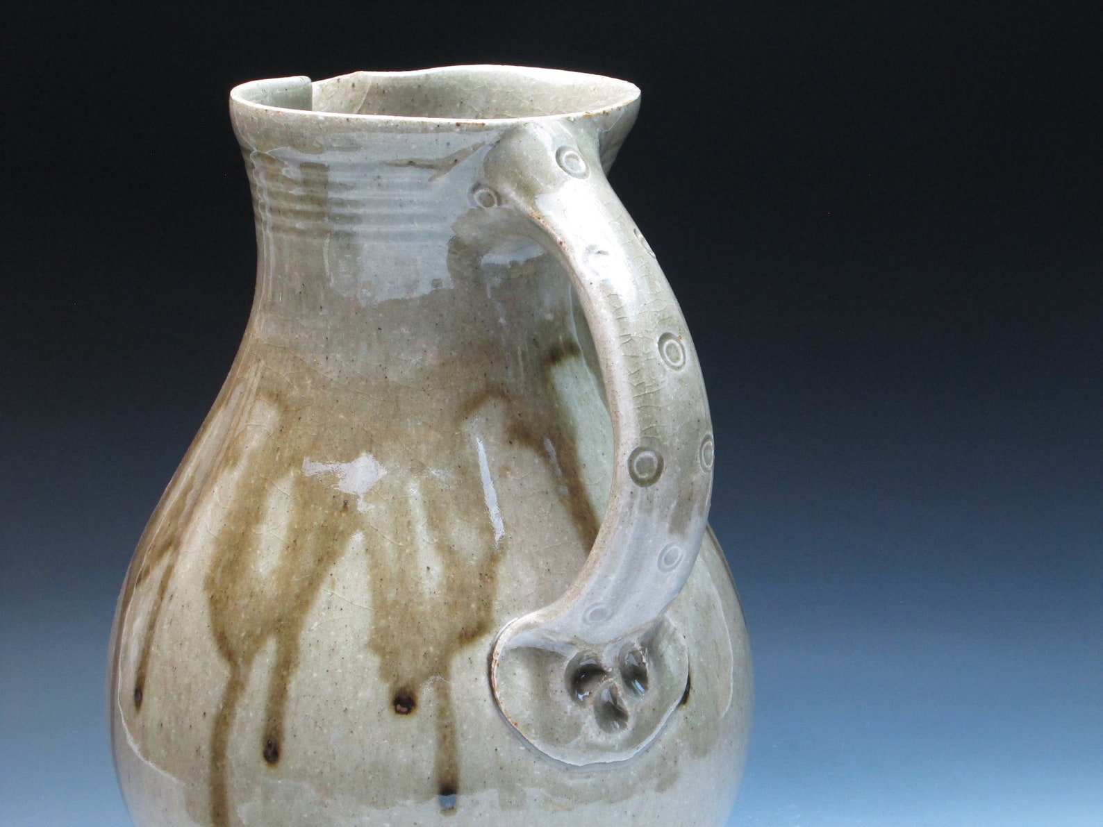 Mark Hewitt LARGE Stoneware Jug With Celadon, Stunning 5 Quart, Michael ...