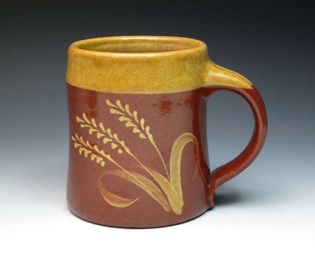 Nice Slipware Earthenware Pottery Mug, 15oz Studio Pottery Mug, Marked ...