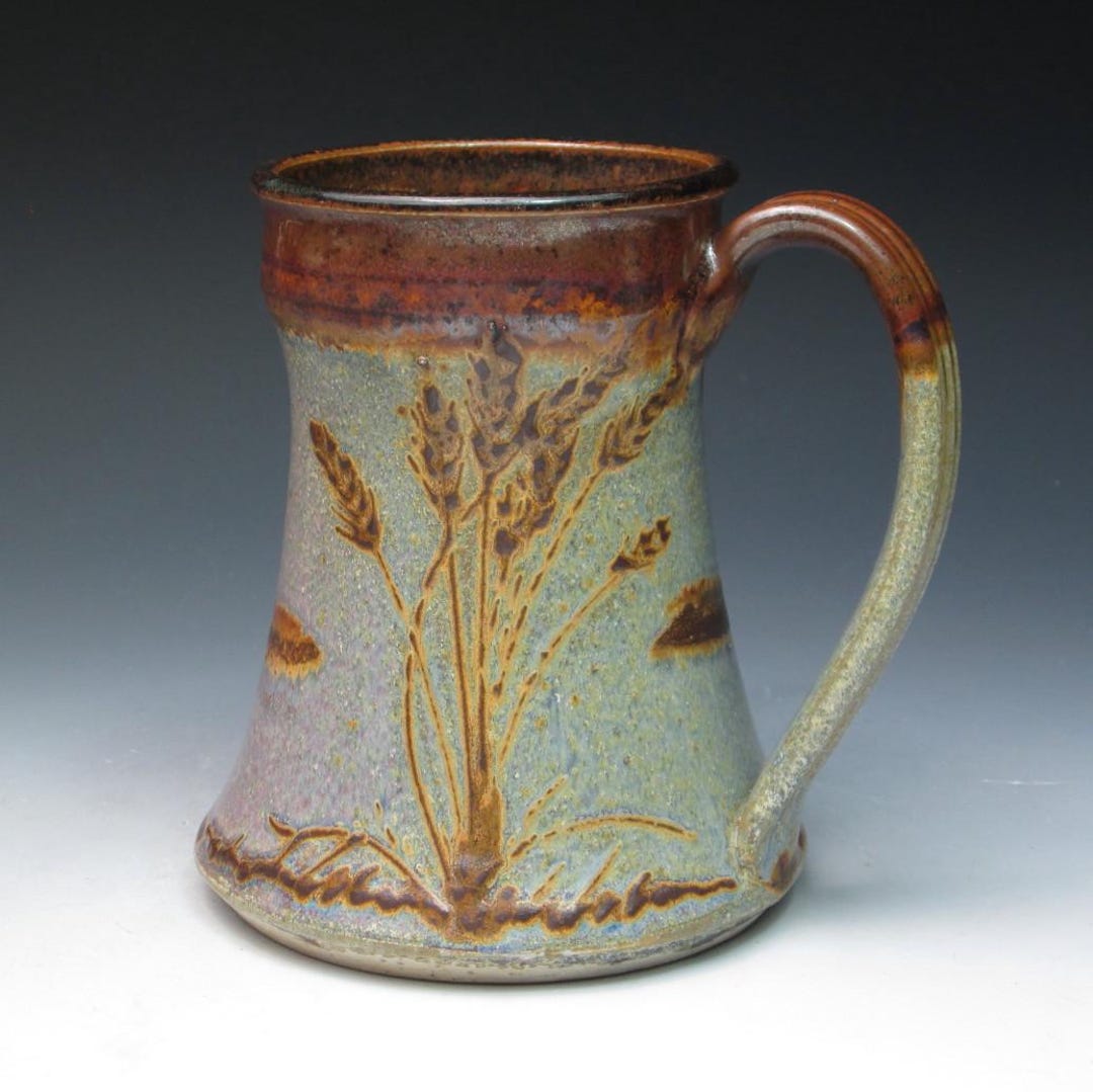 Nice Stoneware Mug Signed by Artist, Mystery Artist Studio Pottery Mug, 13oz Stoneware Mug - Etsy