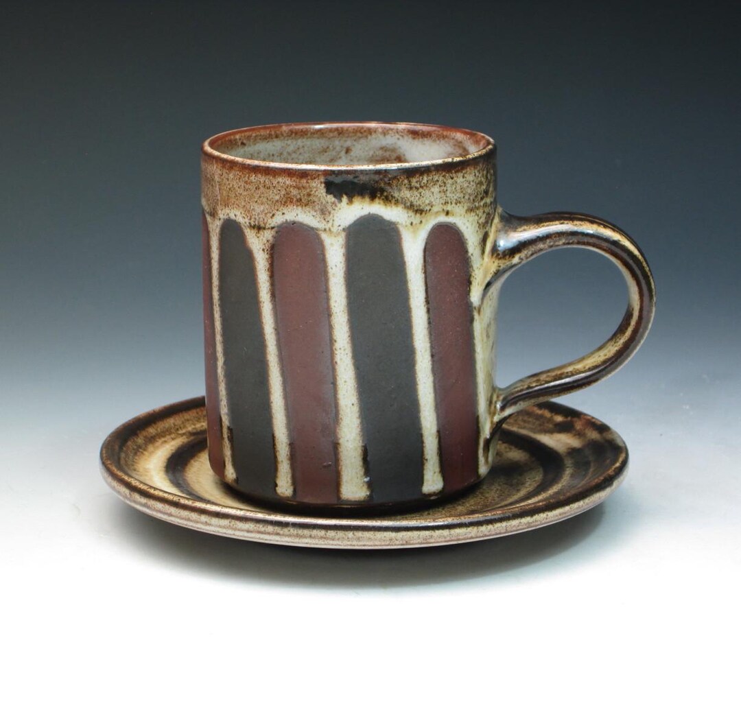 Briglin Studio Pottery Earthenware Cup and Saucer(c), Hand Thrown and ...